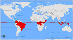Equator Map/Countries on the Equator | Mappr
