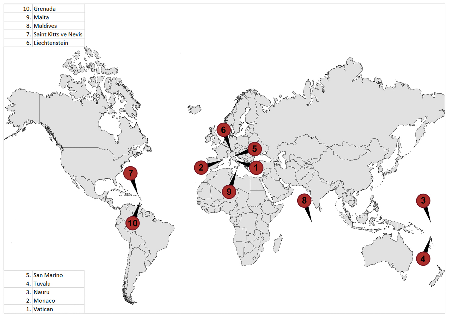 The World s Smallest Countries Mappr