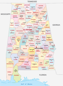Alabama Counties Map | Mappr