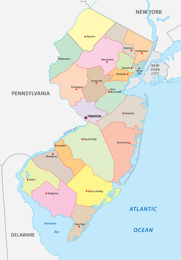 New Jersey Counties Map Mappr