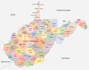 West Virginia Counties Map | Mappr