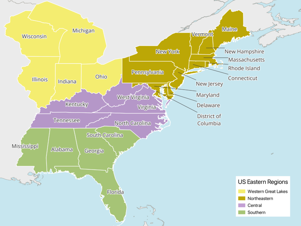 Eastern Us Map With Cities