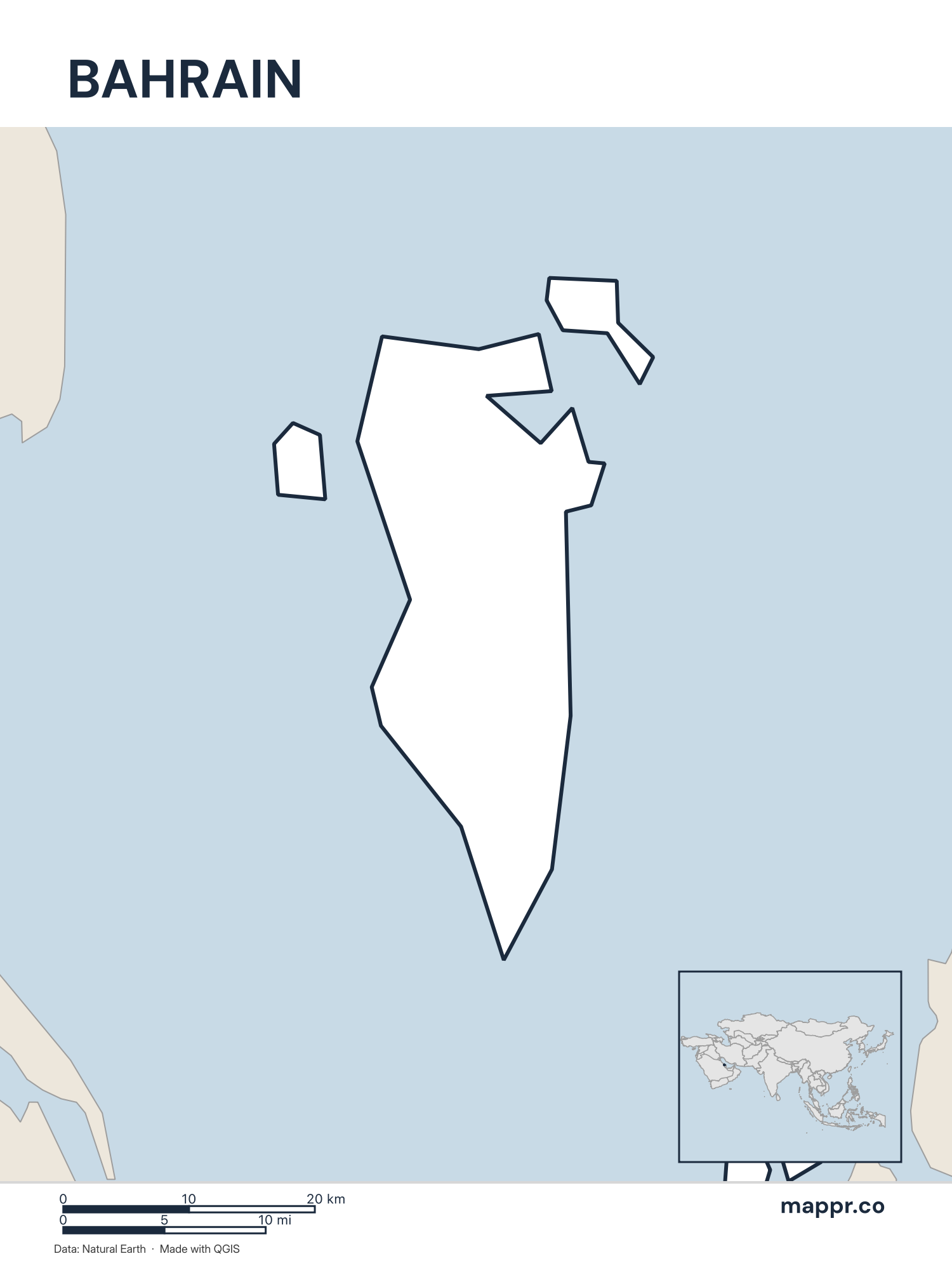 Bahrain Maps — Free Printable Maps of Bahrain | Mappr