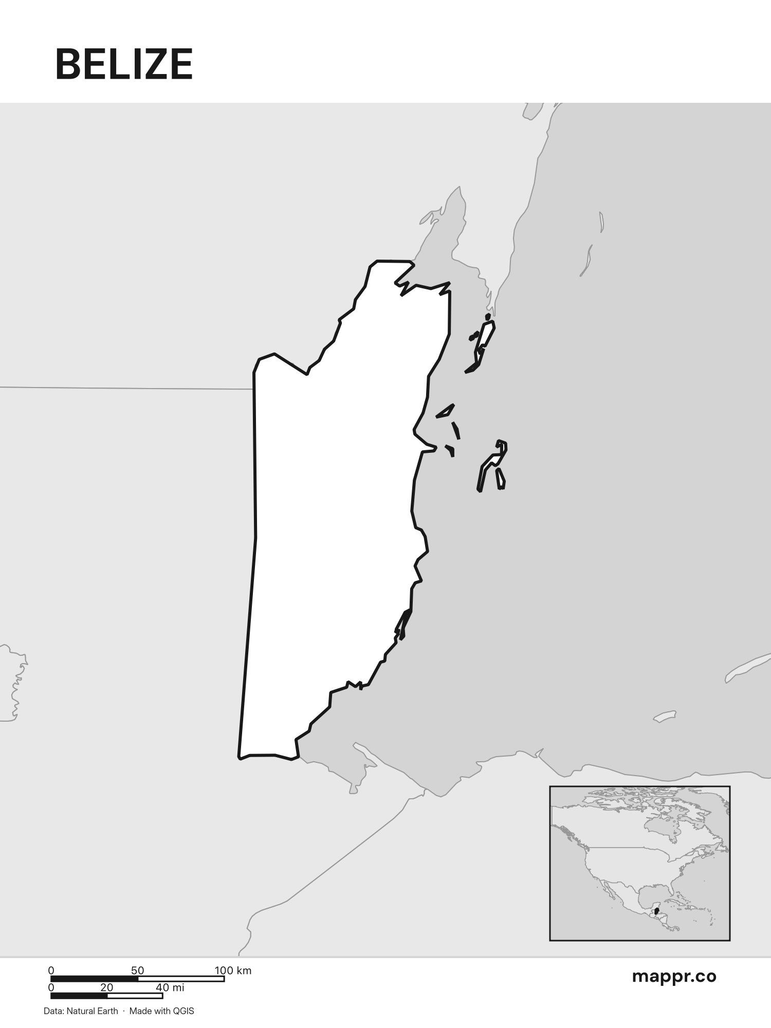 Belize Maps — Free Printable Maps of Belize | Mappr