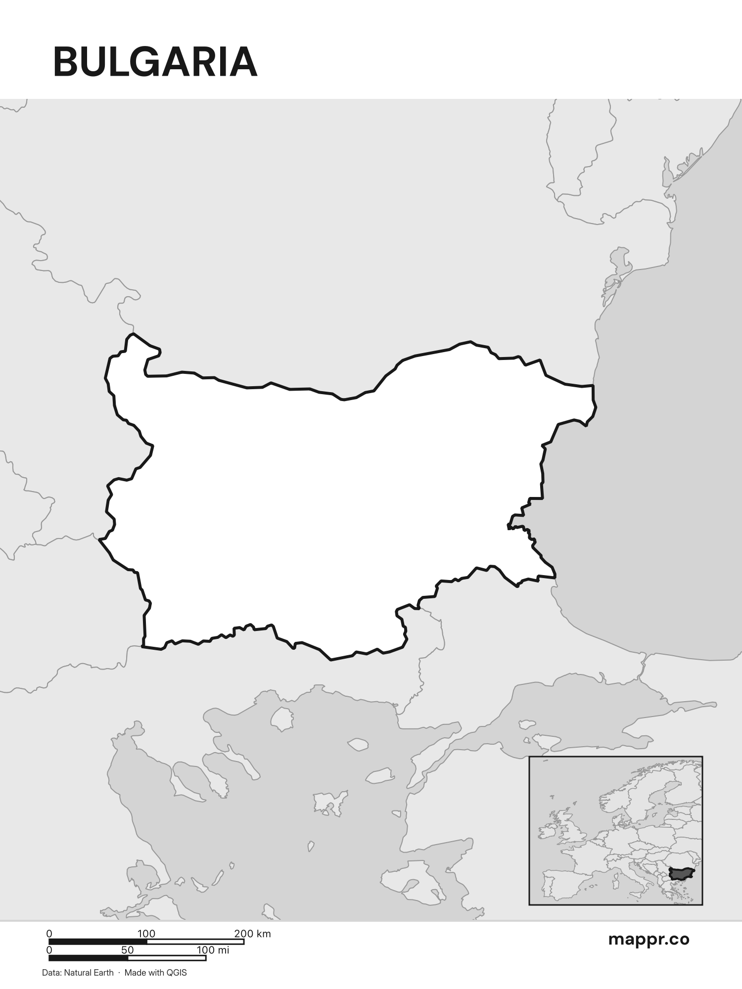 Bulgaria Maps — Free Printable Maps of Bulgaria | Mappr