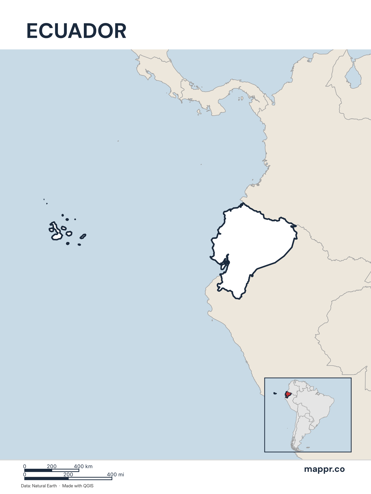 Ecuador Maps — Free Printable Maps of Ecuador | Mappr