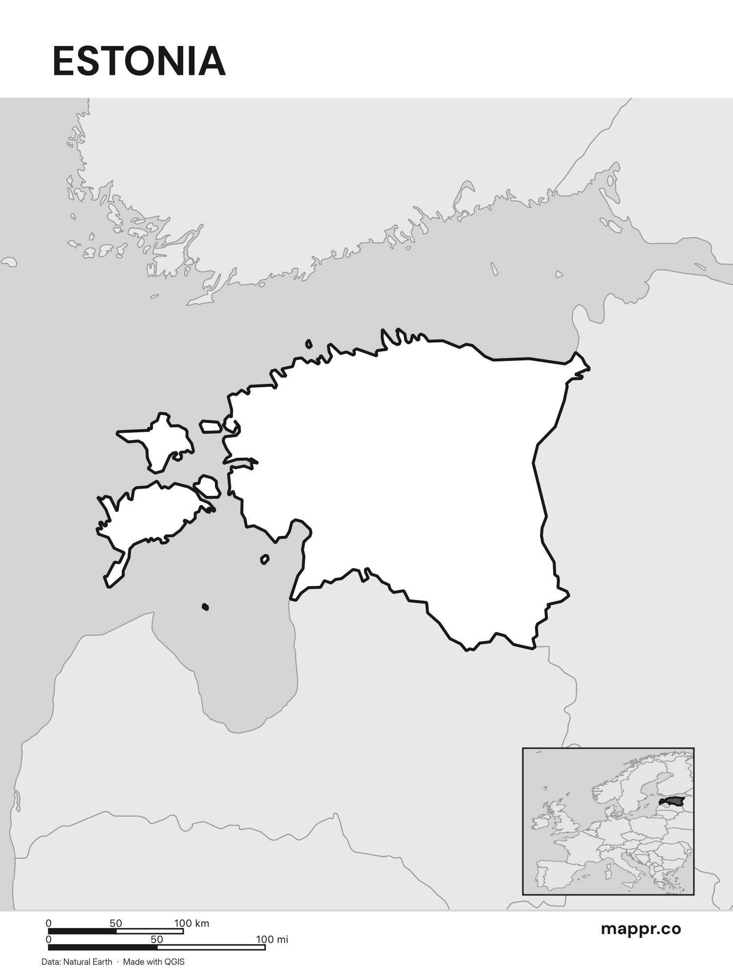 Estonia Maps — Free Printable Maps of Estonia | Mappr