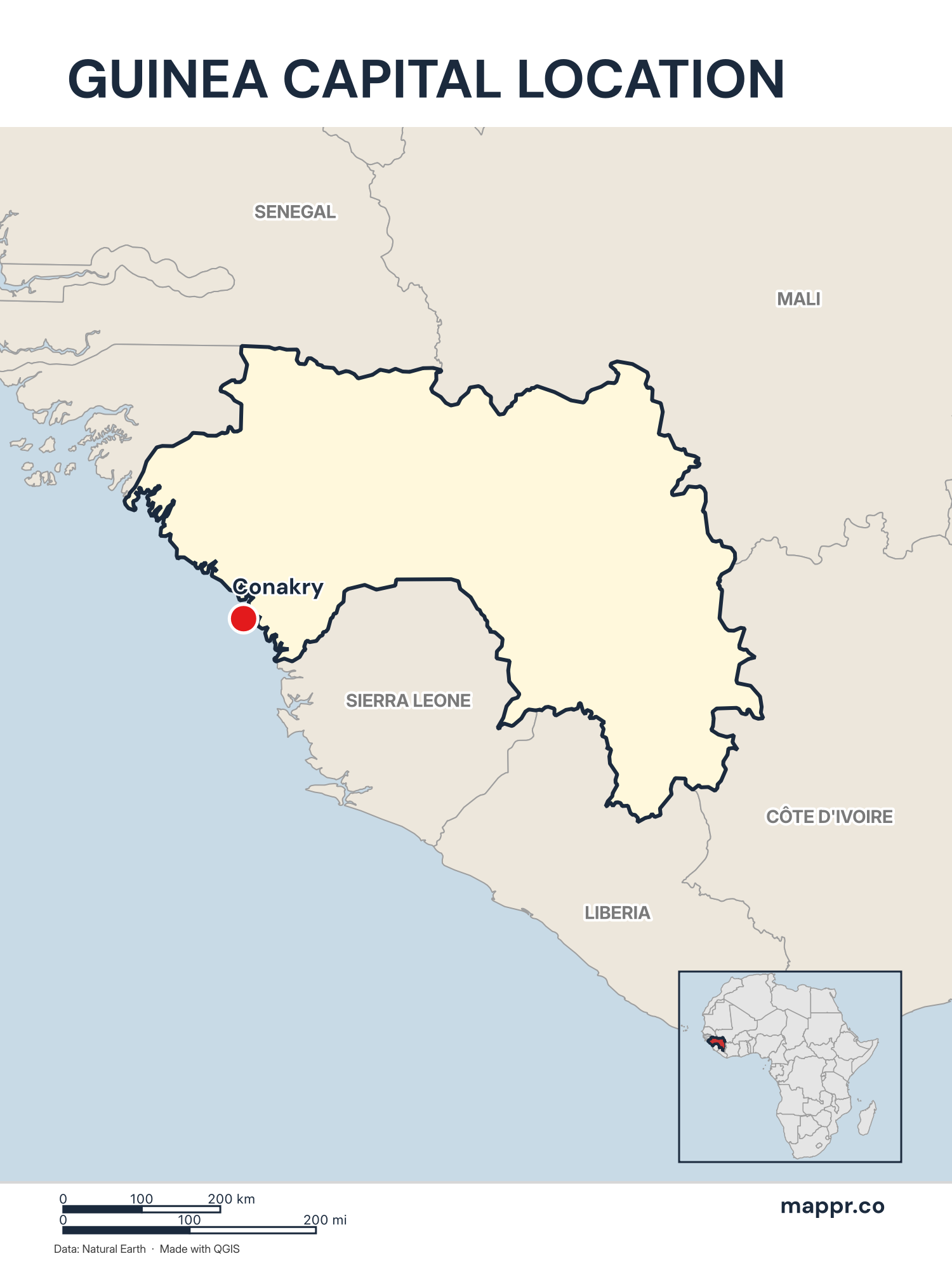 Guinea Maps — Free Printable Maps of Guinea | Mappr