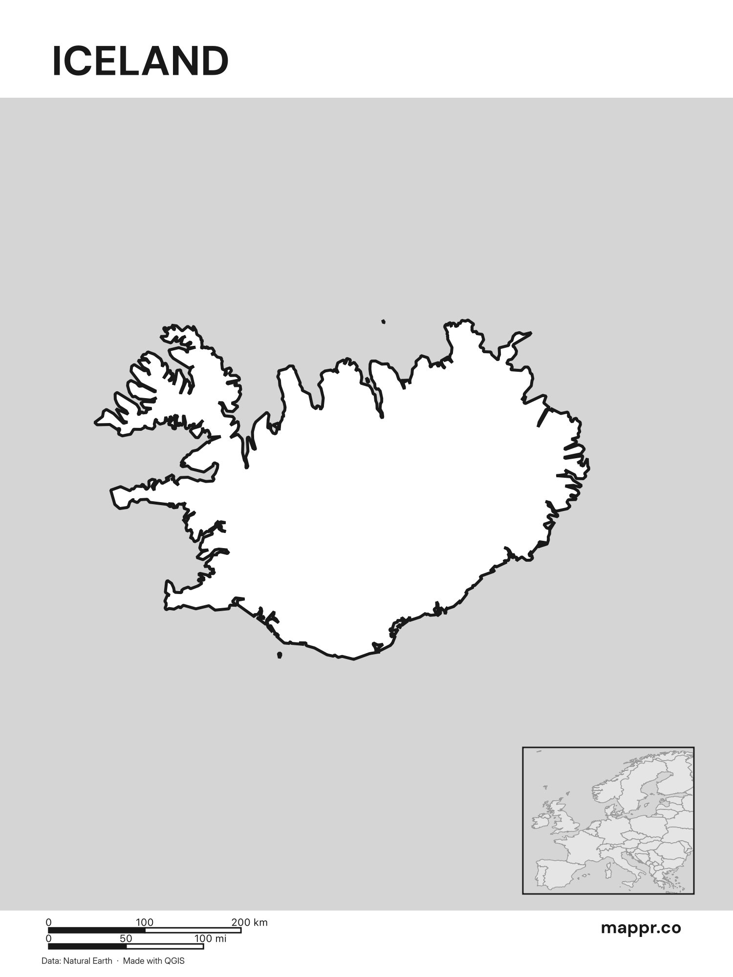Iceland Maps — Free Printable Maps of Iceland | Mappr