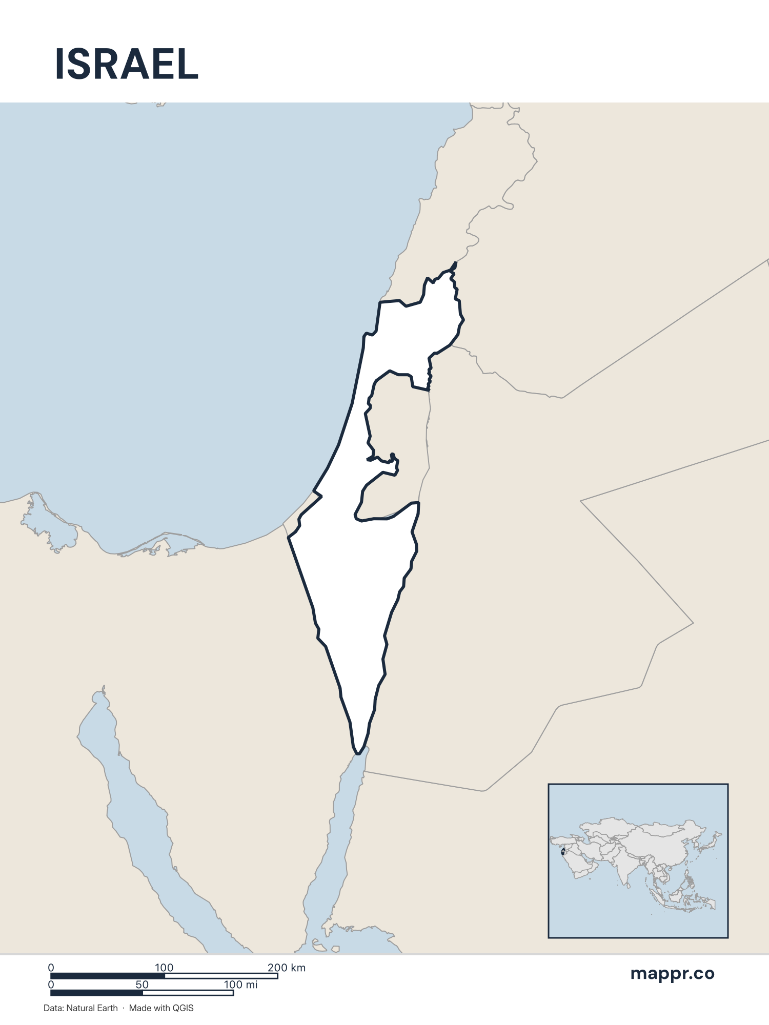 Israel Maps — Free Printable Maps of Israel | Mappr