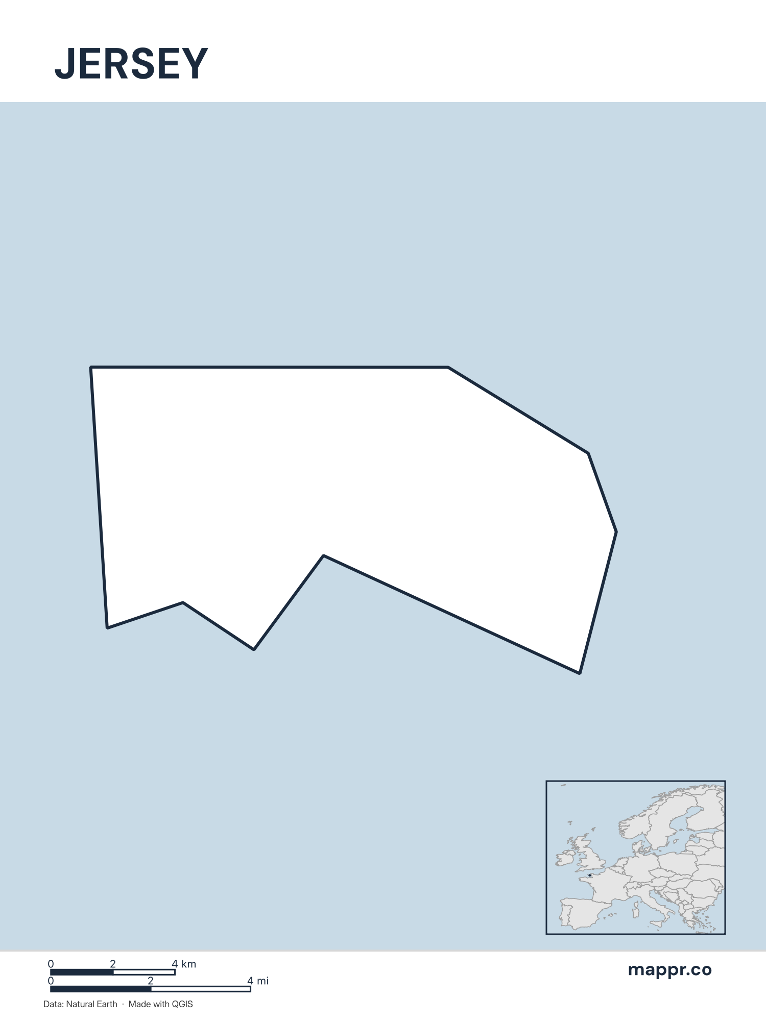 Jersey Maps — Free Printable Maps of Jersey | Mappr