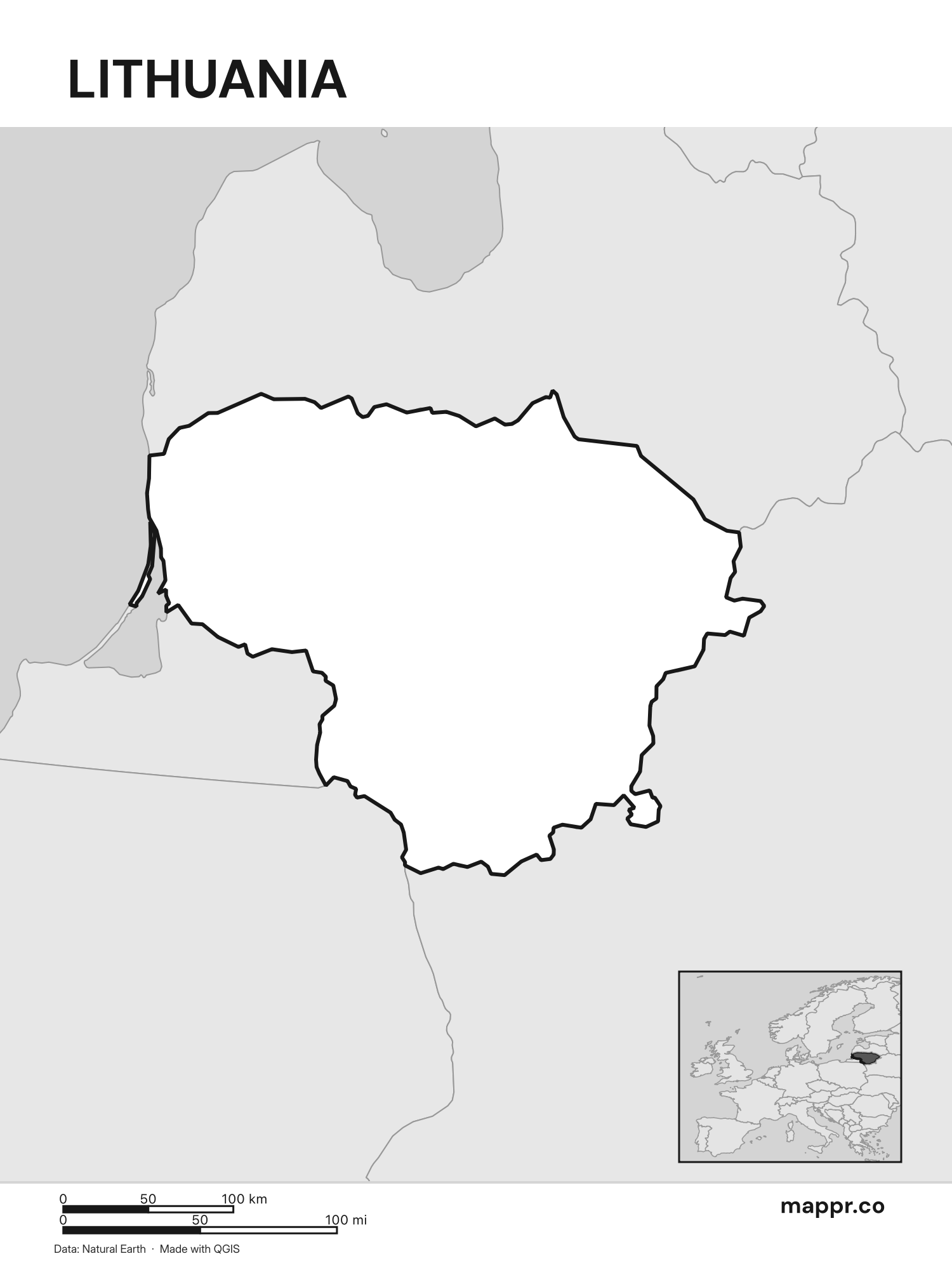 Lithuania Maps — Free Printable Maps of Lithuania | Mappr