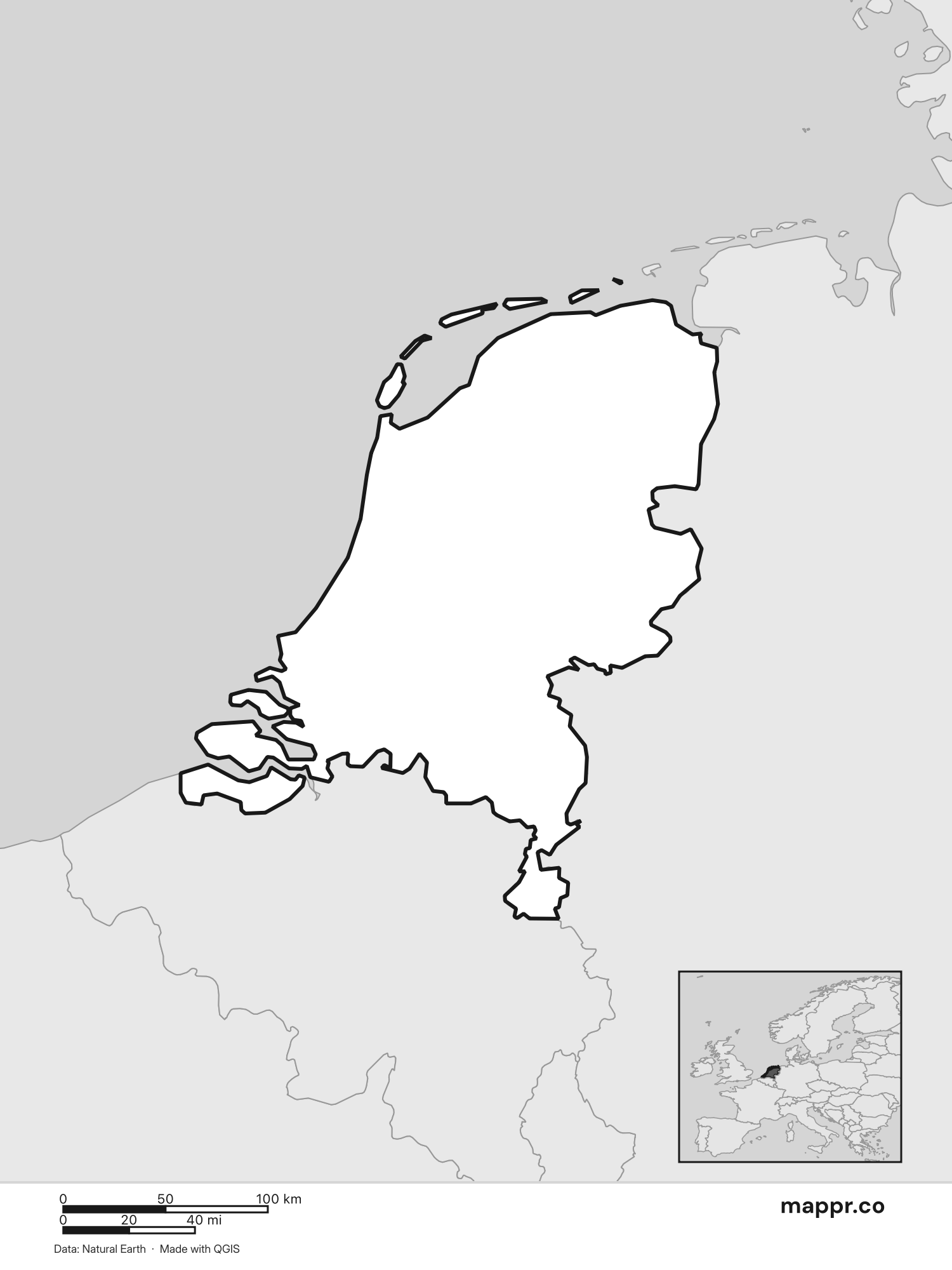Netherlands Maps — Free Printable Maps of the Netherlands | Mappr