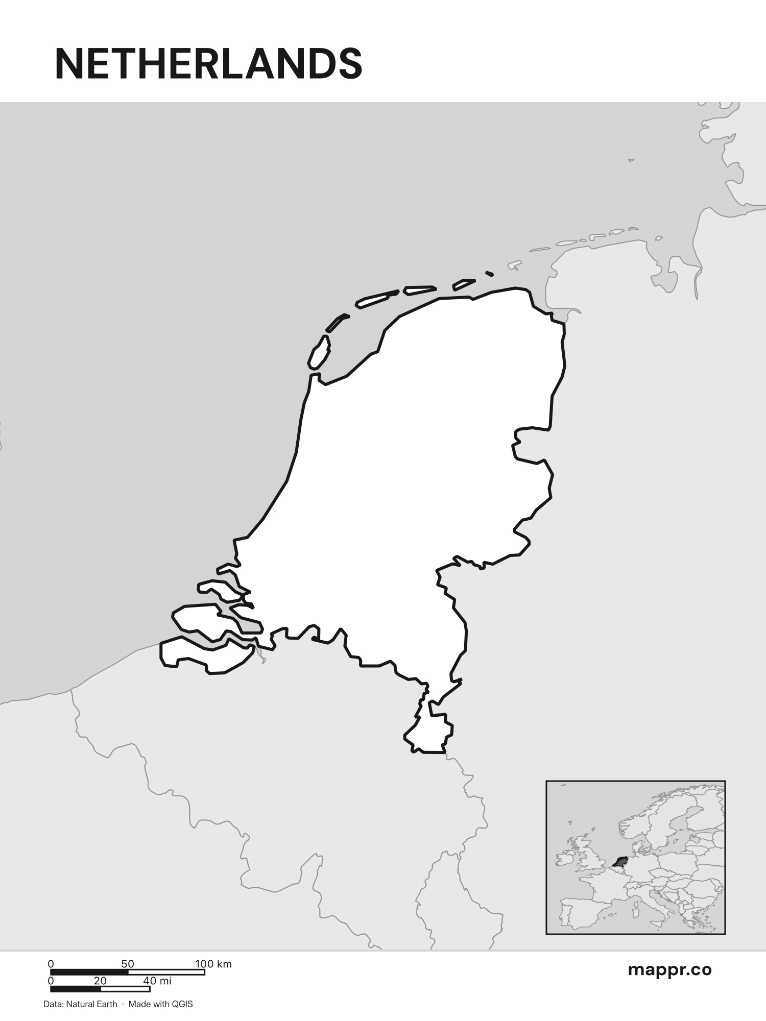 Netherlands Maps — Free Printable Maps of the Netherlands | Mappr
