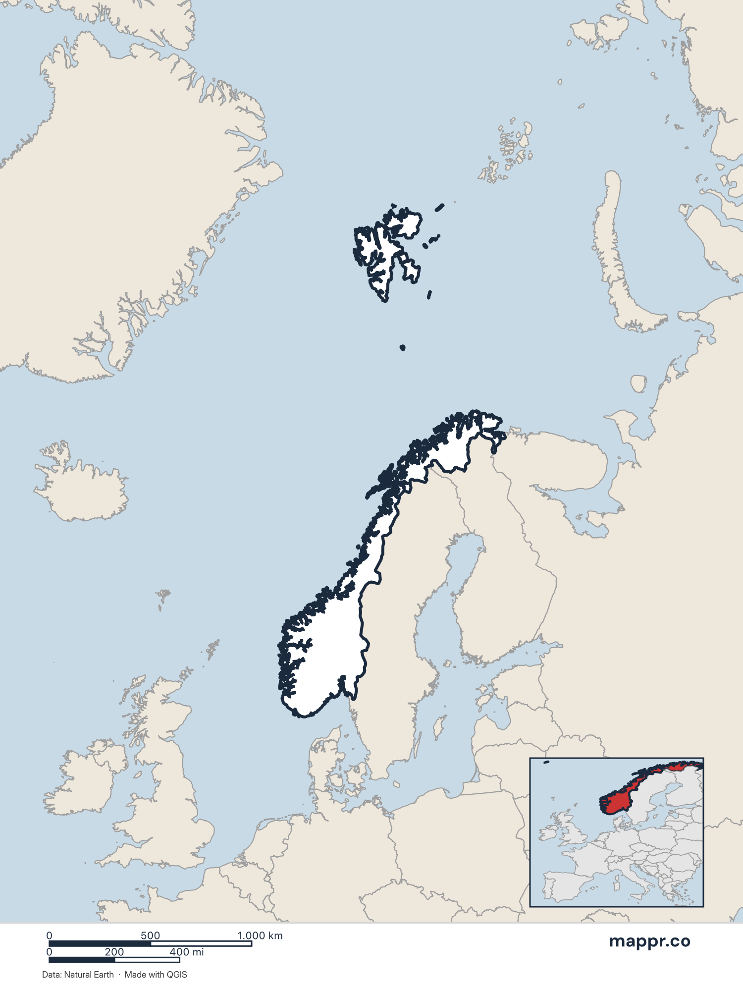 Norway Maps — Free Printable Maps of Norway | Mappr