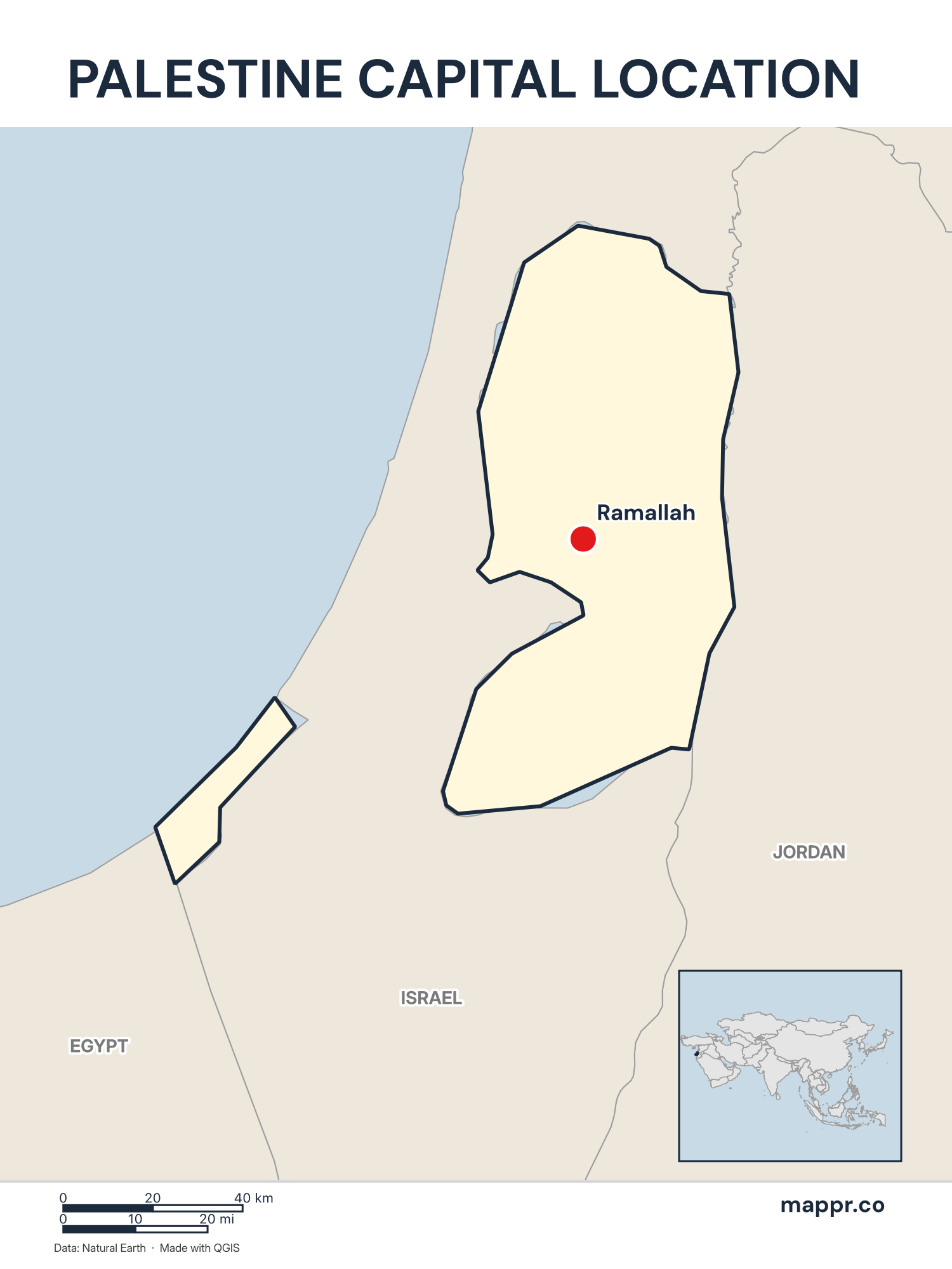 Palestine Maps — Free Printable Maps of Palestine | Mappr