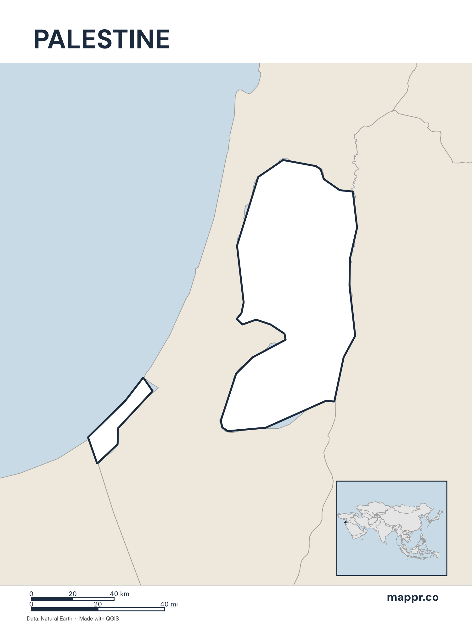 Palestine Maps — Free Printable Maps of Palestine | Mappr
