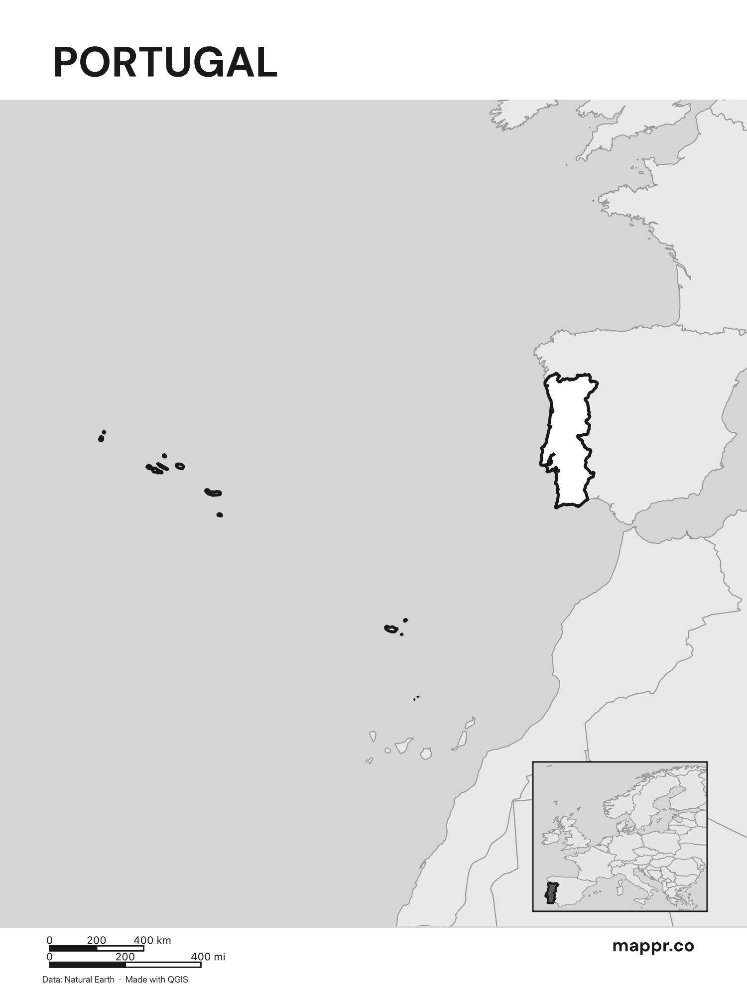 Portugal Maps — Free Printable Maps of Portugal | Mappr