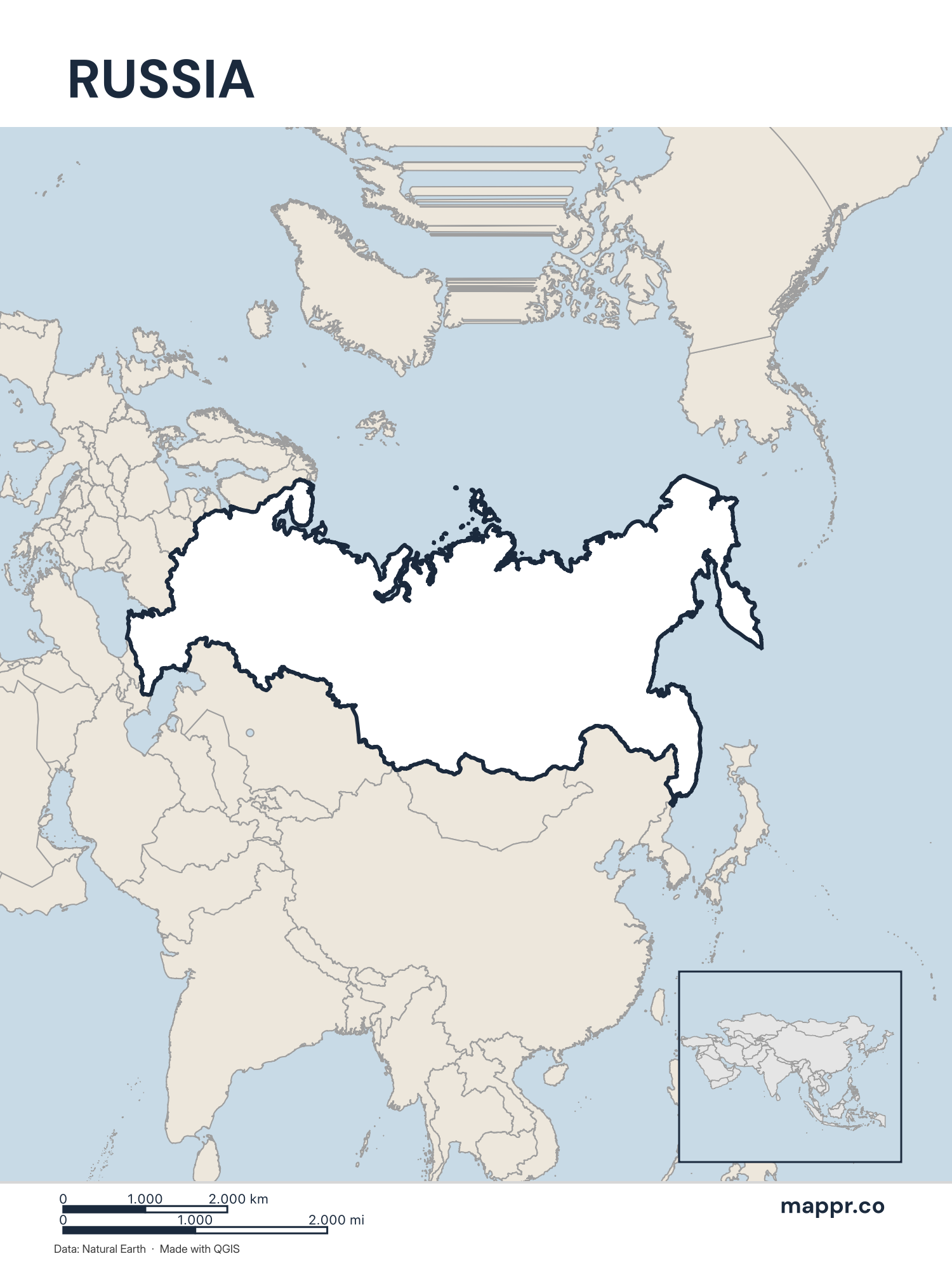 Russia Maps — Free Printable Maps of Russia | Mappr