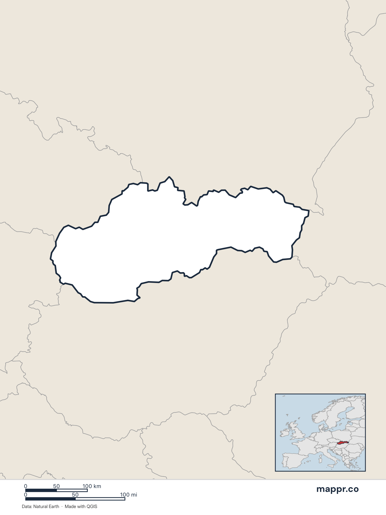 Slovakia Maps — Free Printable Maps of Slovakia | Mappr
