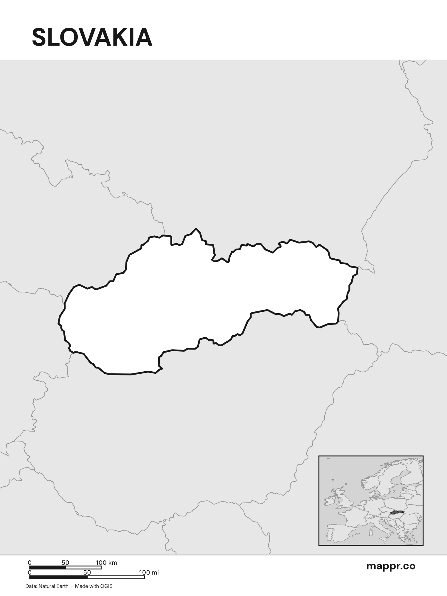 Slovakia Maps — Free Printable Maps of Slovakia | Mappr