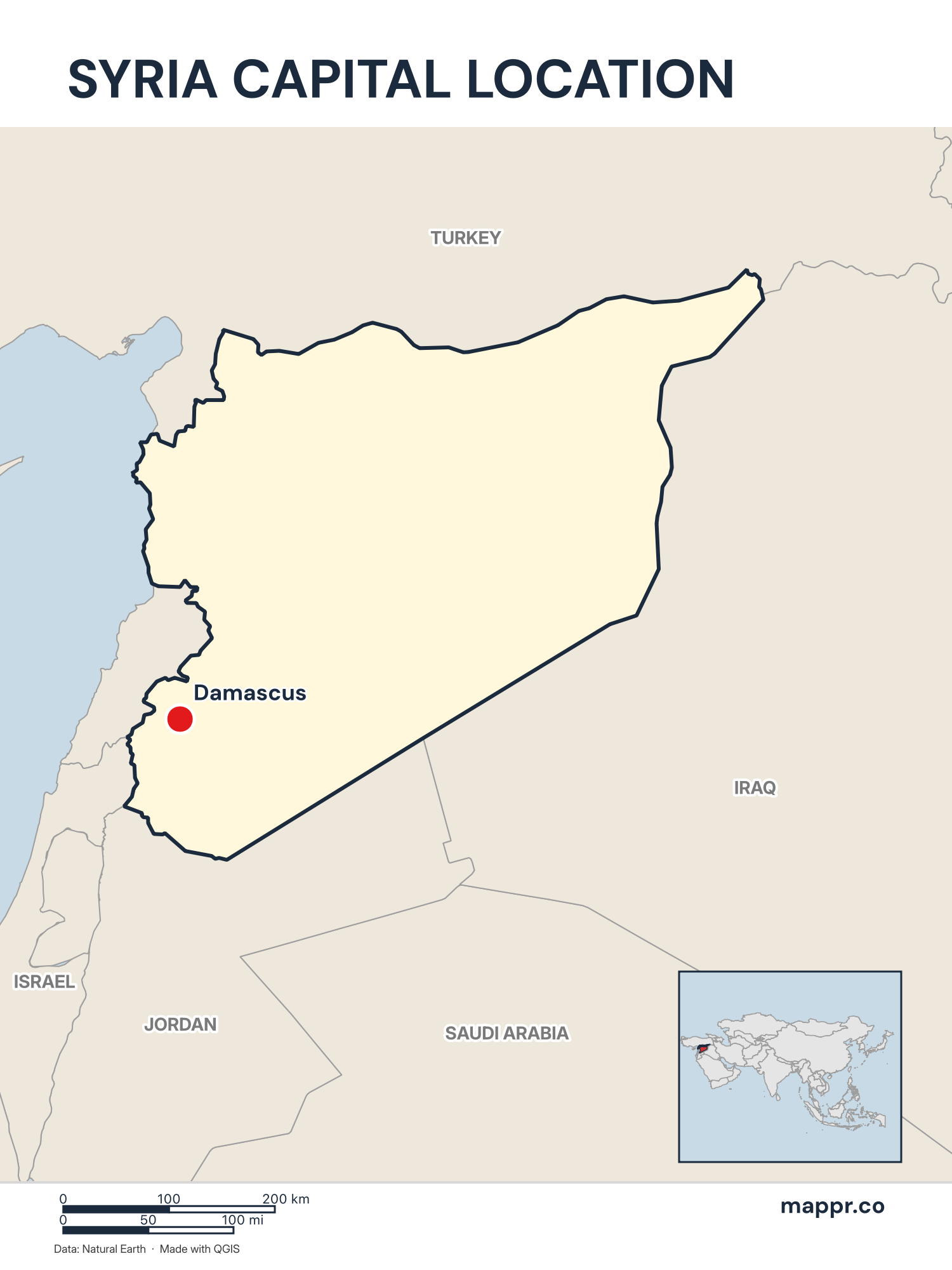 Syria Maps — Free Printable Maps of Syria | Mappr