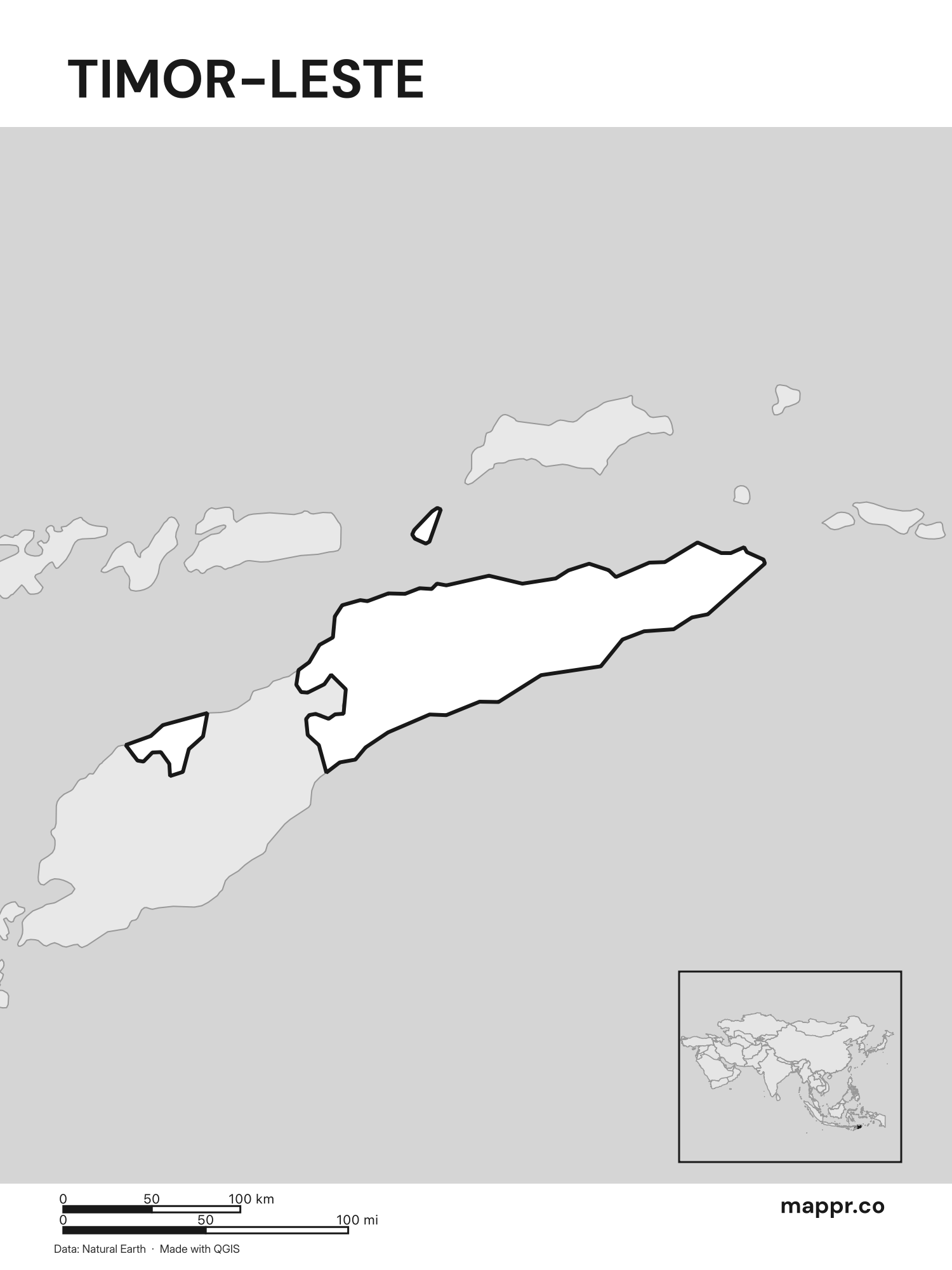 Timor-Leste Maps — Free Printable Maps of Timor-Leste | Mappr