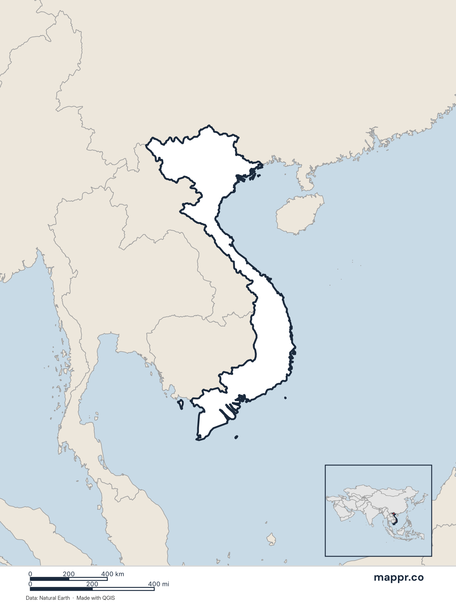 Vietnam Maps — Free Printable Maps of Vietnam | Mappr